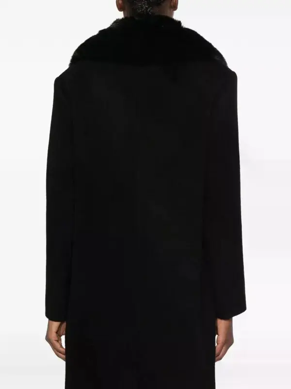 ISABELLE BLANCHE Faux-fur Collar Double-breasted Coat