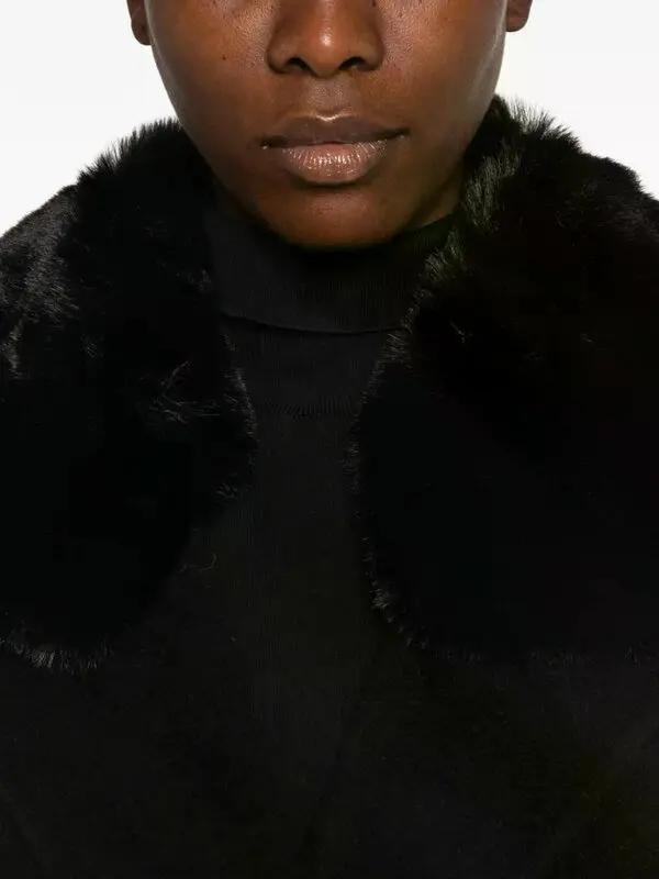 ISABELLE BLANCHE Faux-fur Collar Double-breasted Coat