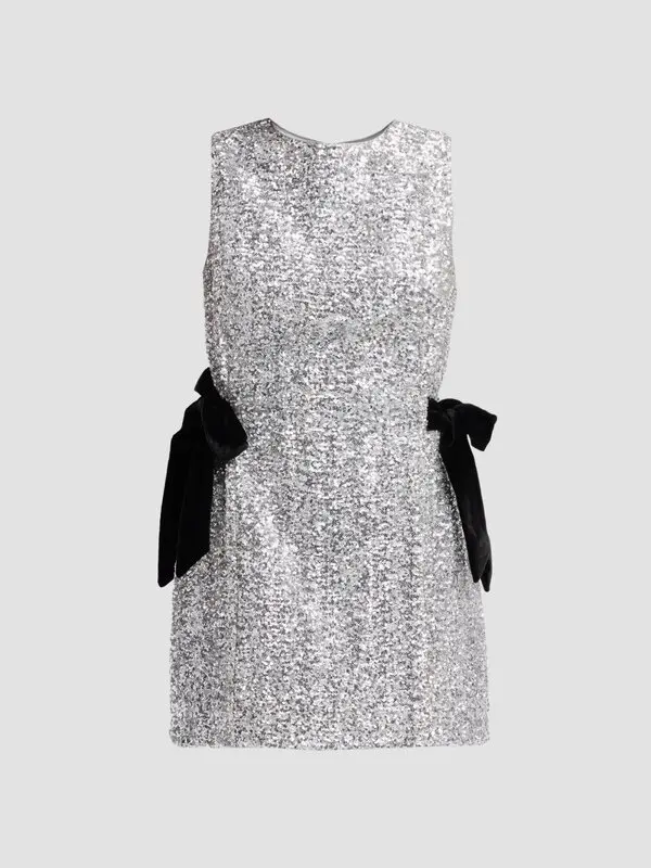MILLY Bella Sequin Bow Mini Dress