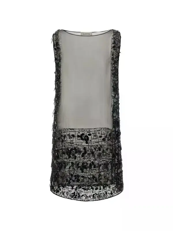 LANVIN Sequin-embellished Embroidered Mini Dress - Grey