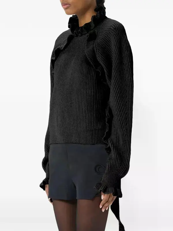 Blumarine Ruffle-trimmed Ribbed-knit Sweater