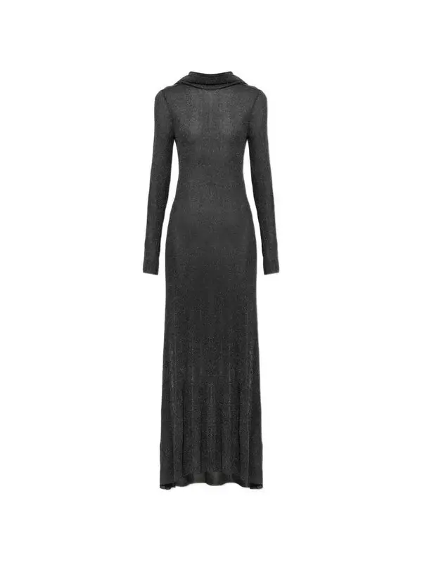 GESTUZ Gzsilvi Metallic-effect Long-sleeve Maxi Dress