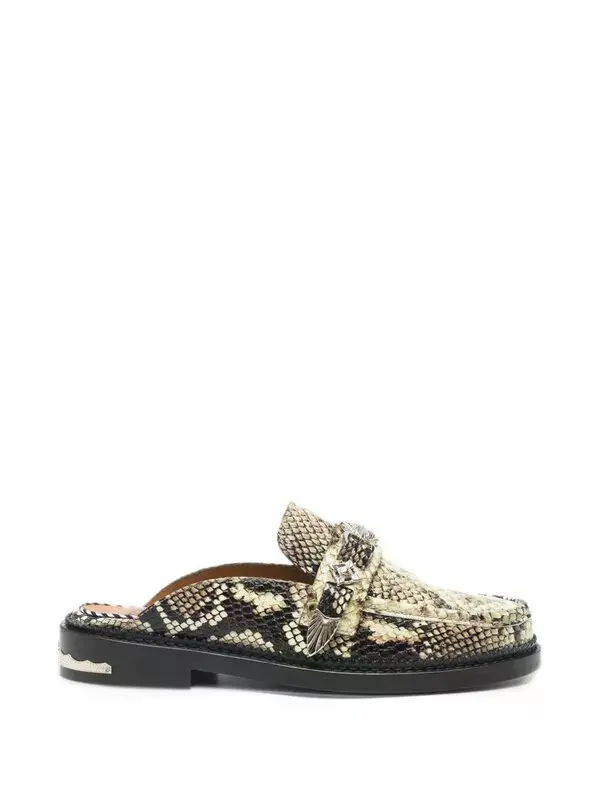 Toga Snake-embossed Buckled Mules