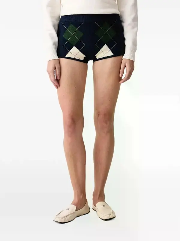 Guess Sweater Plaid Shorts - Blue
