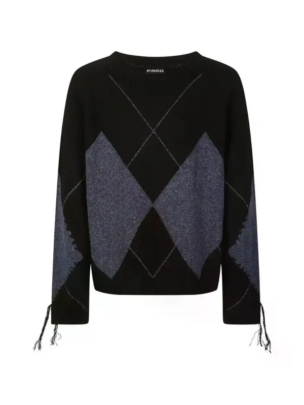 Pinko Wool And Cashmere Sweater With Maxi Diamonds - Black