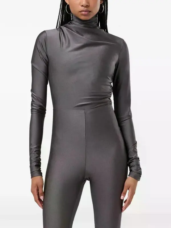 Andamane Oleandra Draped Turtleneck Top - Grey