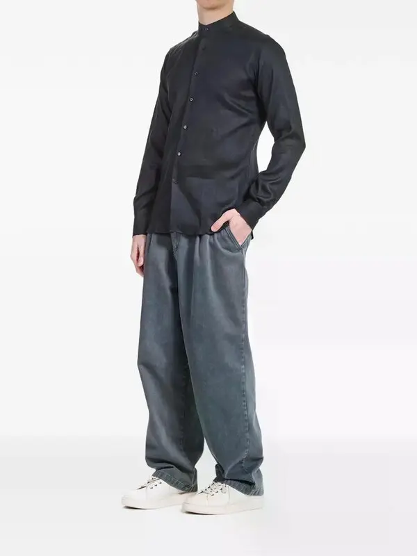 Karl Lagerfeld Mandarin-collar Linen Shirt