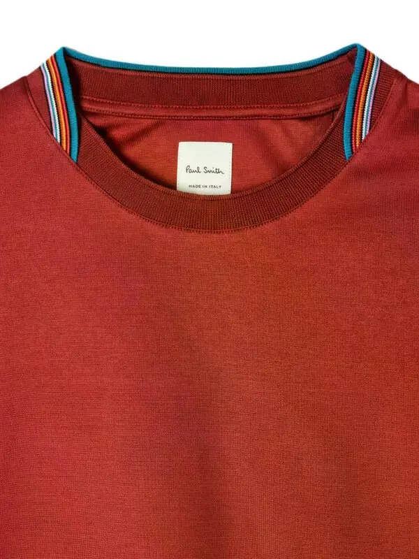 Paul Smith Rust Signature-stripe-collar T-shirt - Red
