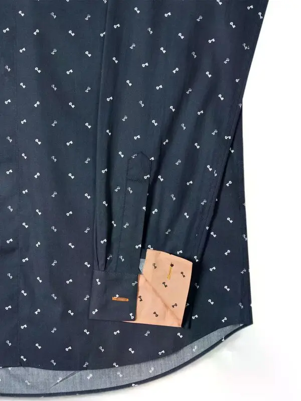 Paul Smith Slim-fit Navy Ditsy Key Print Shirt