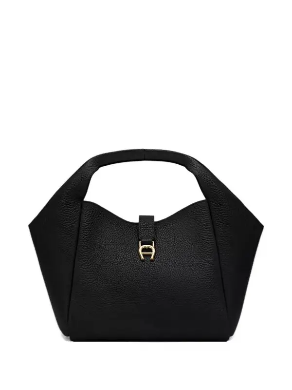 AIGNER S Zaira Logo-plaque Pebbled Tote Bag - Black