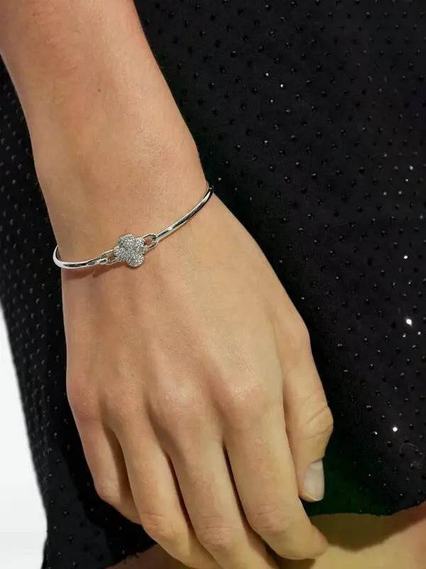 Kate Spade New York Crystal-embellished Flower Bangle Bracelet - Silver