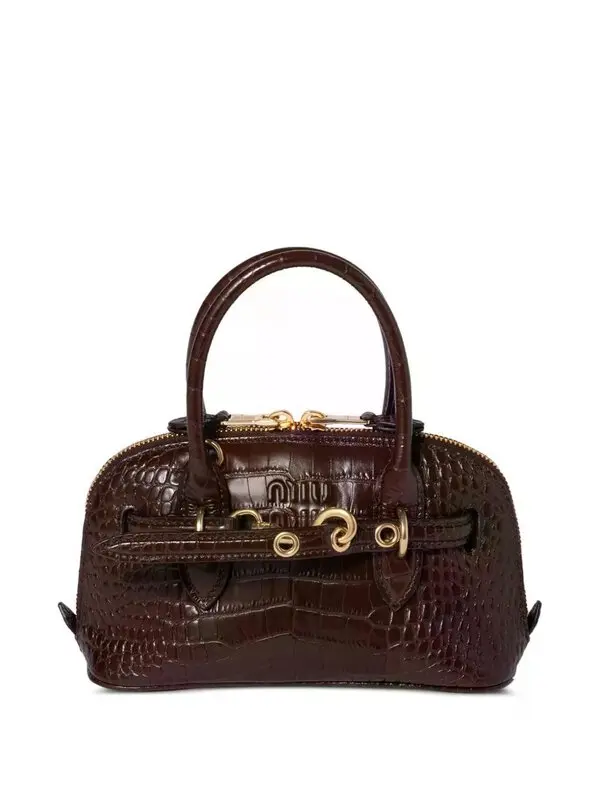 Miu Miu Aventure Crocodile Embossed Calfskin Mini-bag - Brown