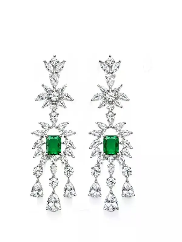 HZMER JEWELLERY Rajmahal Faux Emerald Earrings