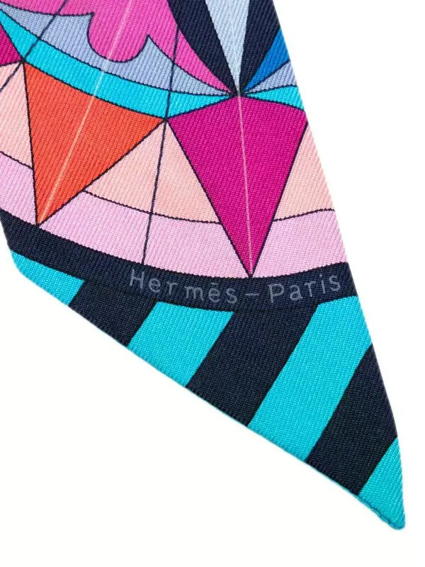 Hermès 2020-2026 Rose De Compas Silk Twilly Scarf Scarves
