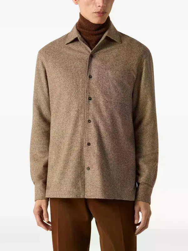 Zegna Dark Wool Silk And Cashmere Shirt