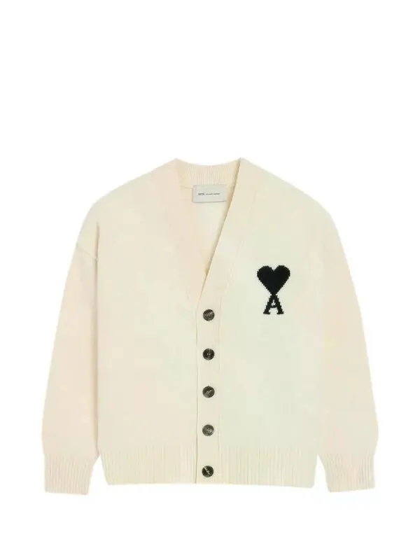 AMI Paris Wool Cardigan With De Coeur