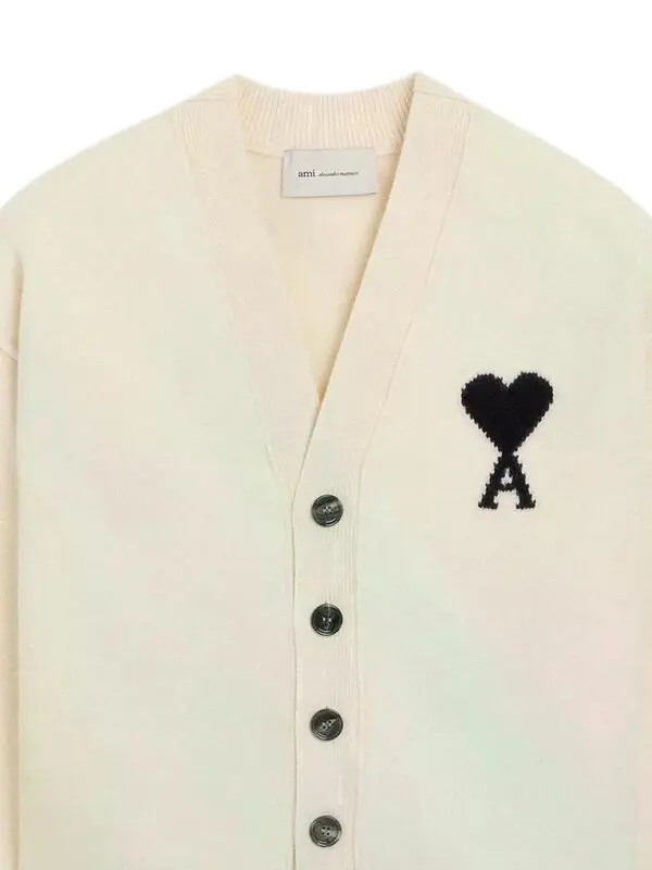 AMI Paris Wool Cardigan With De Coeur
