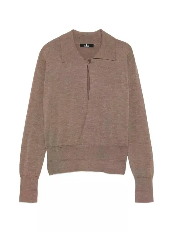 7 For All Mankind Collared Cut-out Sweater - Neutrals