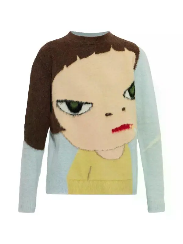 Stella McCartney X Yoshitomo Nara Intarsia-knit Sweater - Blue
