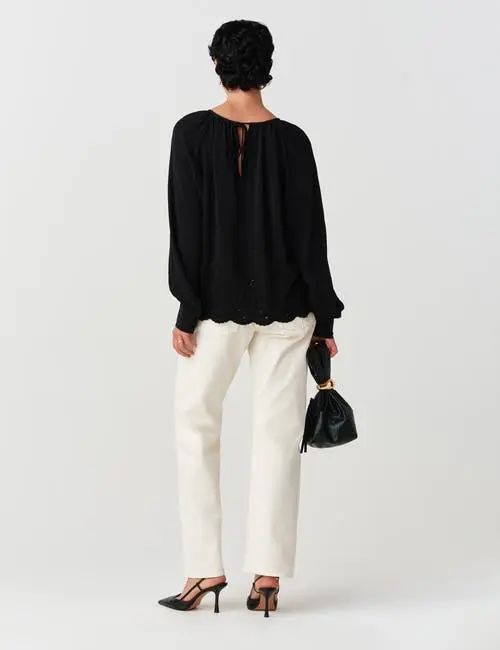 GHOST LONDON Lume Crepe Long Sleeve Top