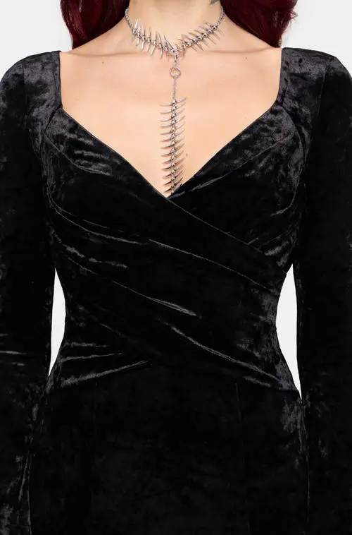 DISTURBIA Joise Crushed Velour Wrap Maxi Dress