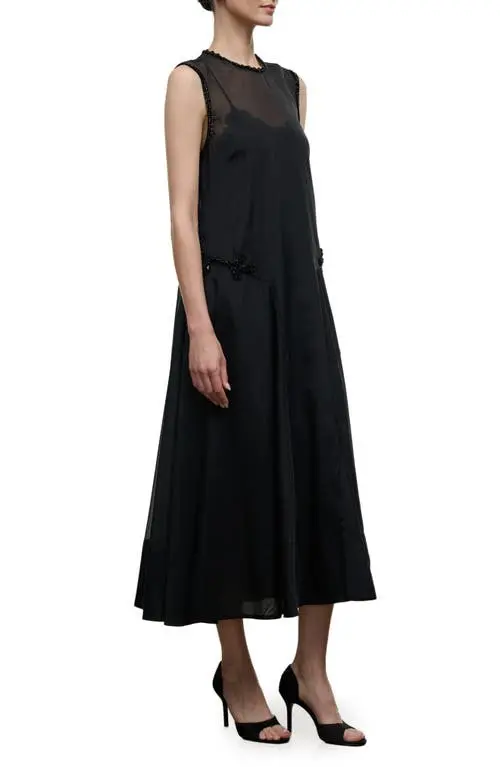 Staud Verona Beaded Sleeveless Midi Dress