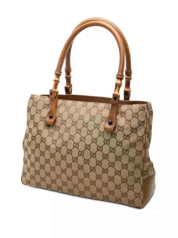 Gucci 2000-2015 Gg Canvas Bamboo Tote Bag