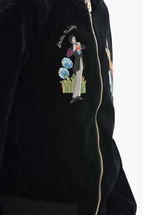 Stella McCartney Embroidered Bomber Jacket - Black