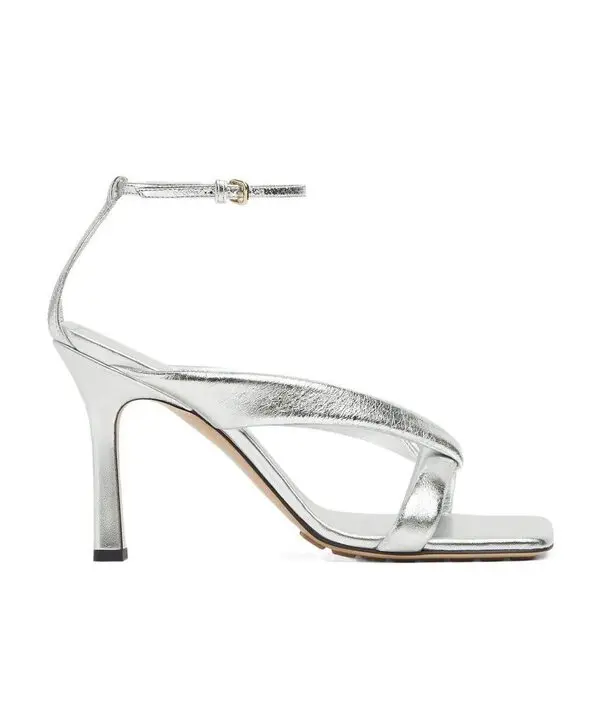 Bottega Veneta Riva Strap Sandal - Silver