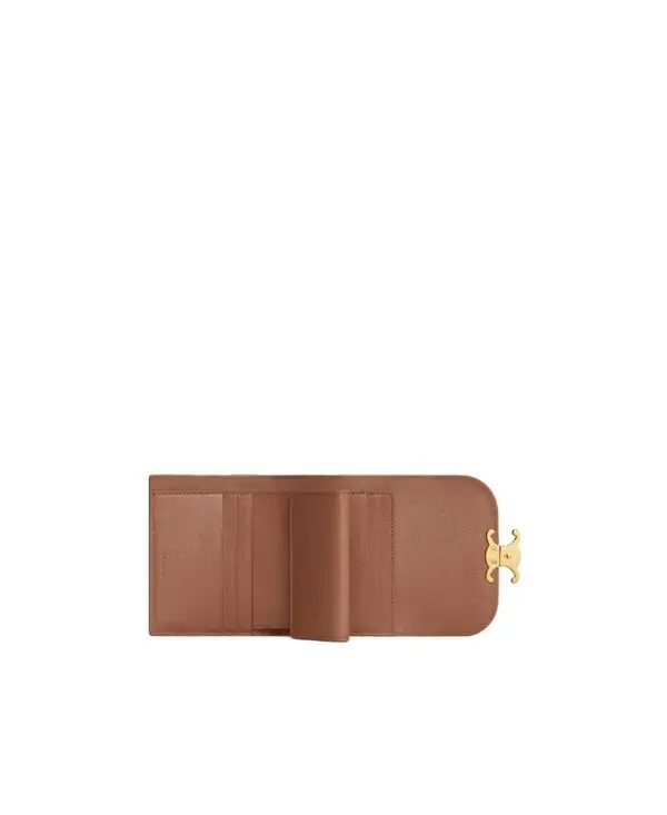 Celine Small Flap Wallet Triomphe In Shiny Calfskin