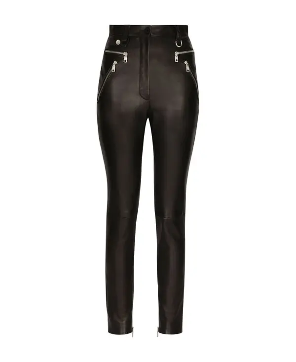 Dolce & Gabbana Coated High-waist Skinny-cut Trousers - Black