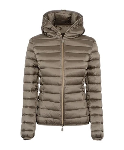 SAVE THE DUCK Hooded Quilted Down Jacket - Green