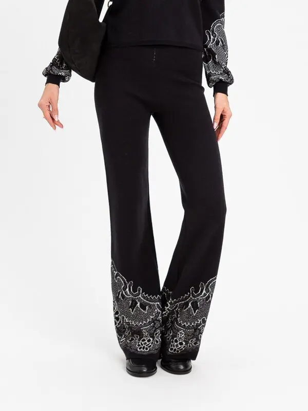 TWINSET Jacquard-knit Trousers - Black