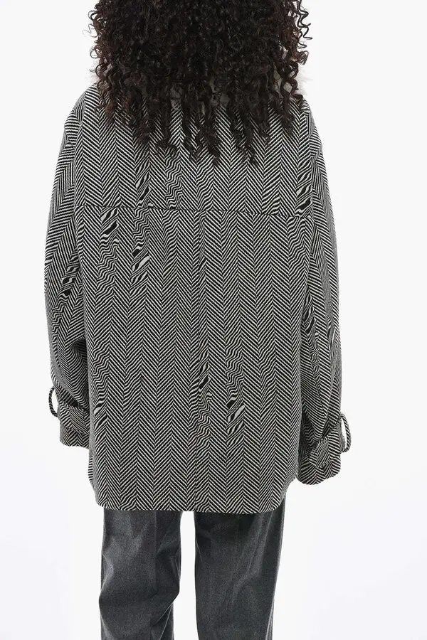 Stella McCartney Herringbone Coat With Removable Collar