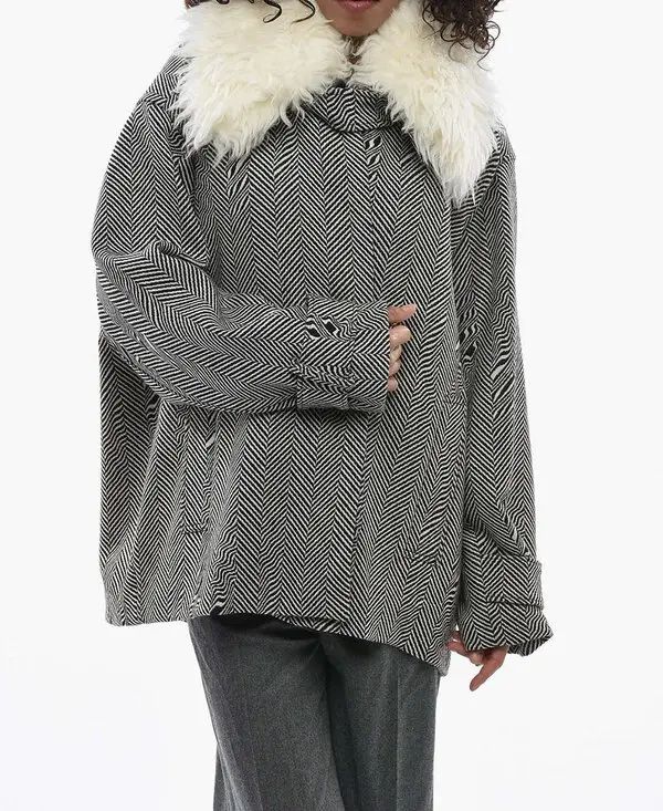 Stella McCartney Herringbone Coat With Removable Collar