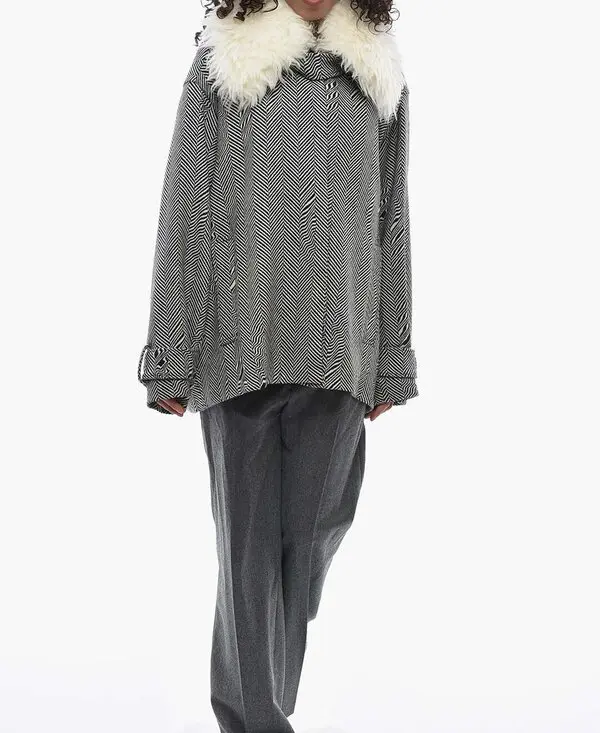 Stella McCartney Herringbone Coat With Removable Collar