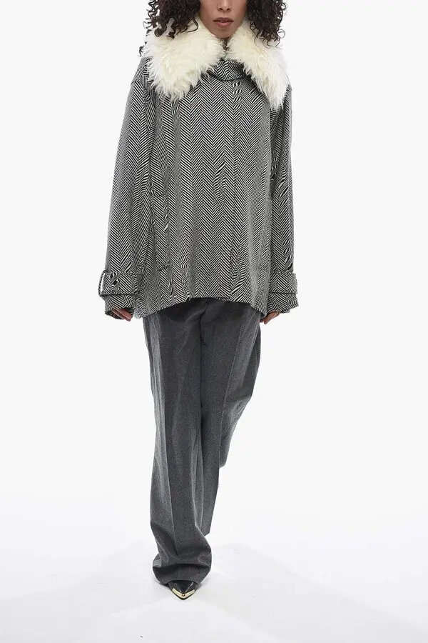 Stella McCartney Herringbone Coat With Removable Collar