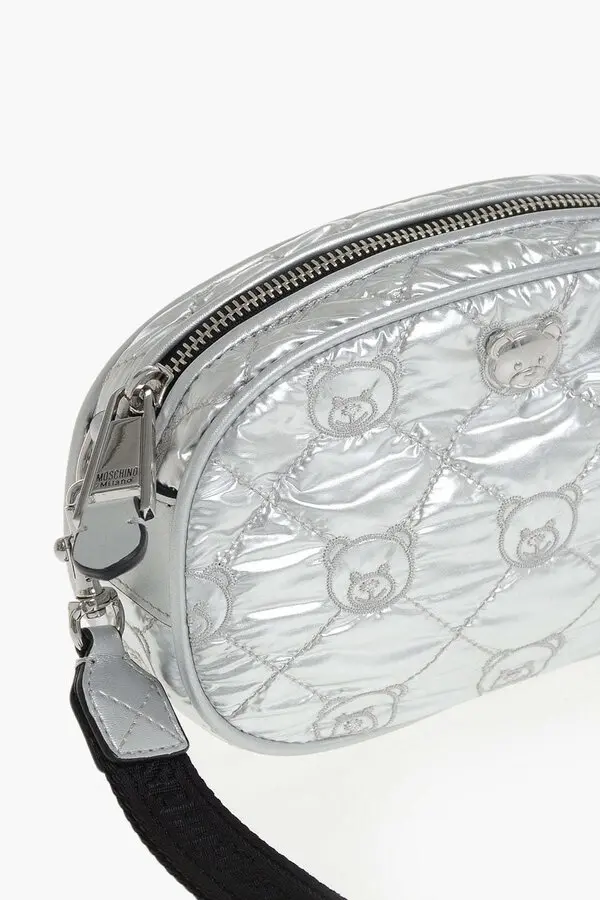 Moschino Teddy-embroidered Quilted Clutch Bag