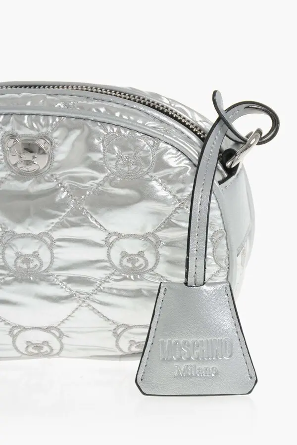 Moschino Teddy-embroidered Quilted Clutch Bag