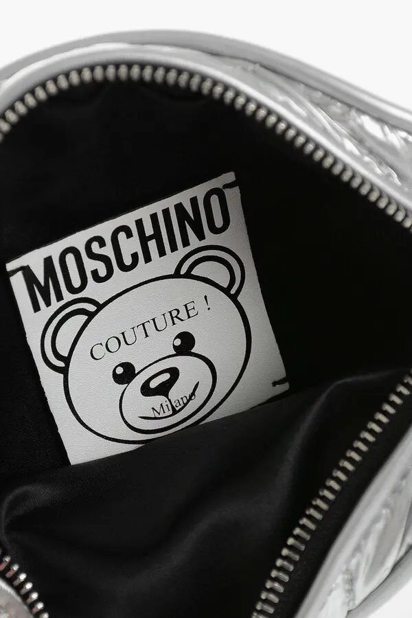 Moschino Teddy-embroidered Quilted Clutch Bag