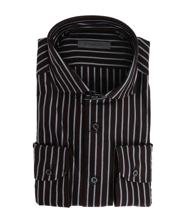 Corneliani Striped French-collar Shirt