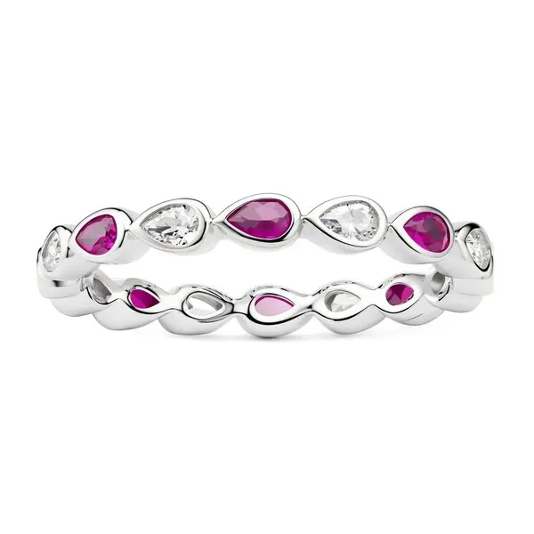 KYLIE HARPER Petite Pear-cut Ruby Cz Eternity Band Ring In Sterling Silver