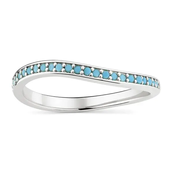 KYLIE HARPER Petite Turquoise Wave Band Ring In Sterling