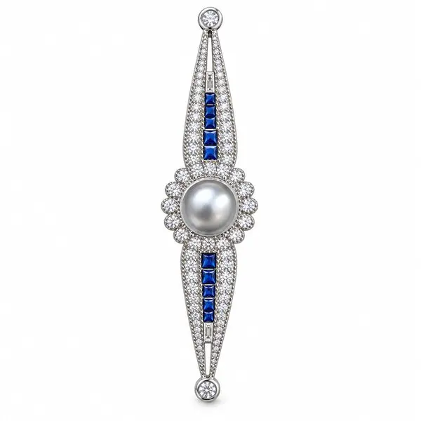 NINEMOO Nacre Gris Ligne Pearl Brooch – For - Silver/grey/blue