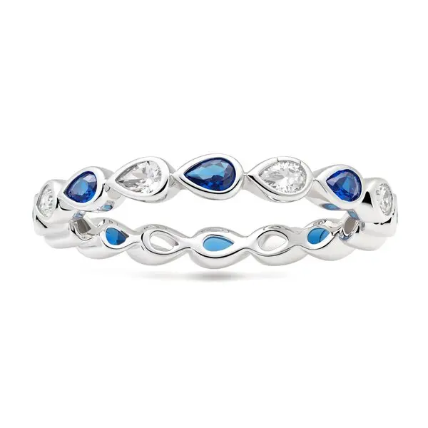KYLIE HARPER Petite Pear-cut Sapphire Cz Eternity Band Ring In Sterling Silver