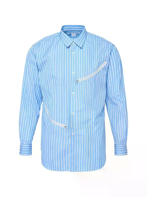 Comme Des Garçons Zip-detail Striped T-shirt - Blue
