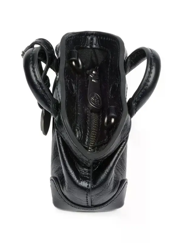 Ash Micro Joly Crinkled-leather Tote Bag - Black