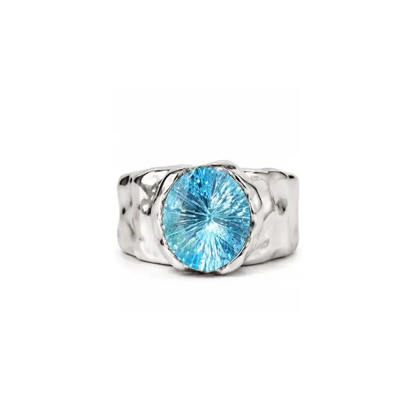SEROTONIN COMPLICE Statement Ring With Blue Sky Topaz - Silver/blue