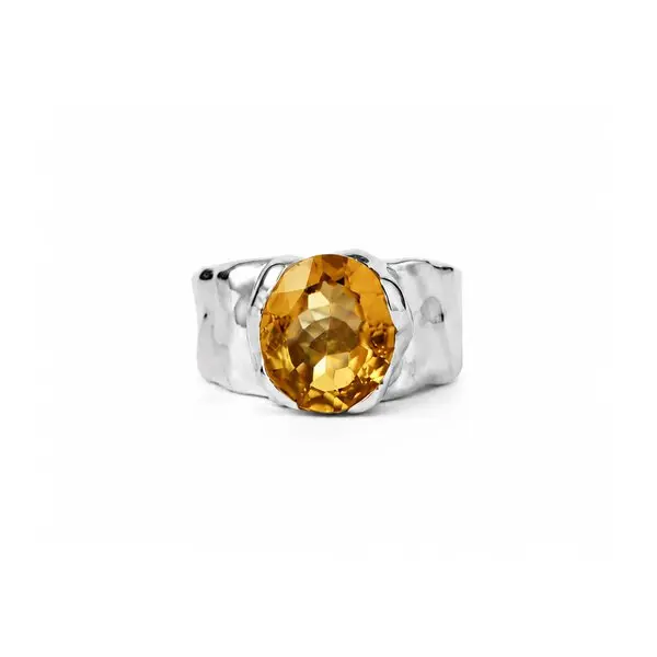 SEROTONIN COMPLICE Statement Ring With Yellow Citrine - Silver/yellow