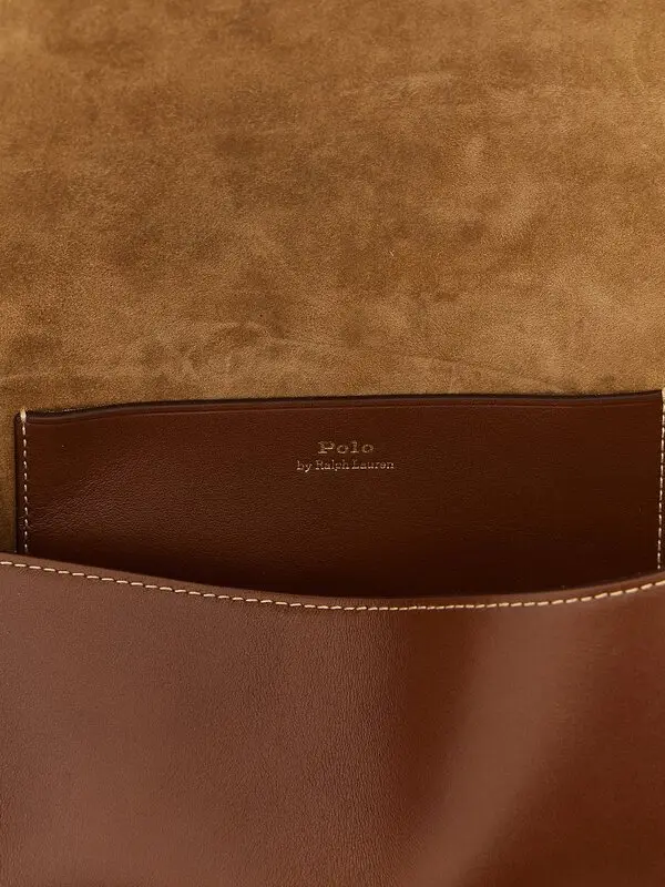 Polo Ralph Lauren Bellport Clutch In Smooth Leather With Removable Handle